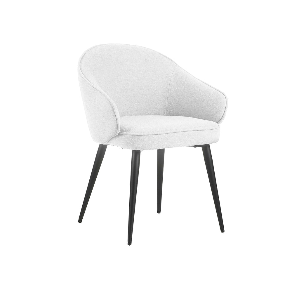 BUTACA ESTACIONARIA EN TELA BLANCA Y PATAS NEGRAS – Ilumel Outlet