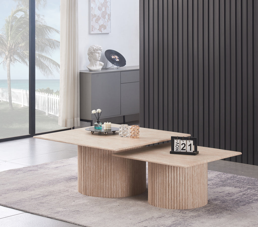 MESA DE CENTRO CON TOPE DE MÁRMOL ARTIFICIAL Y BASE MDF SET DE 2 ...