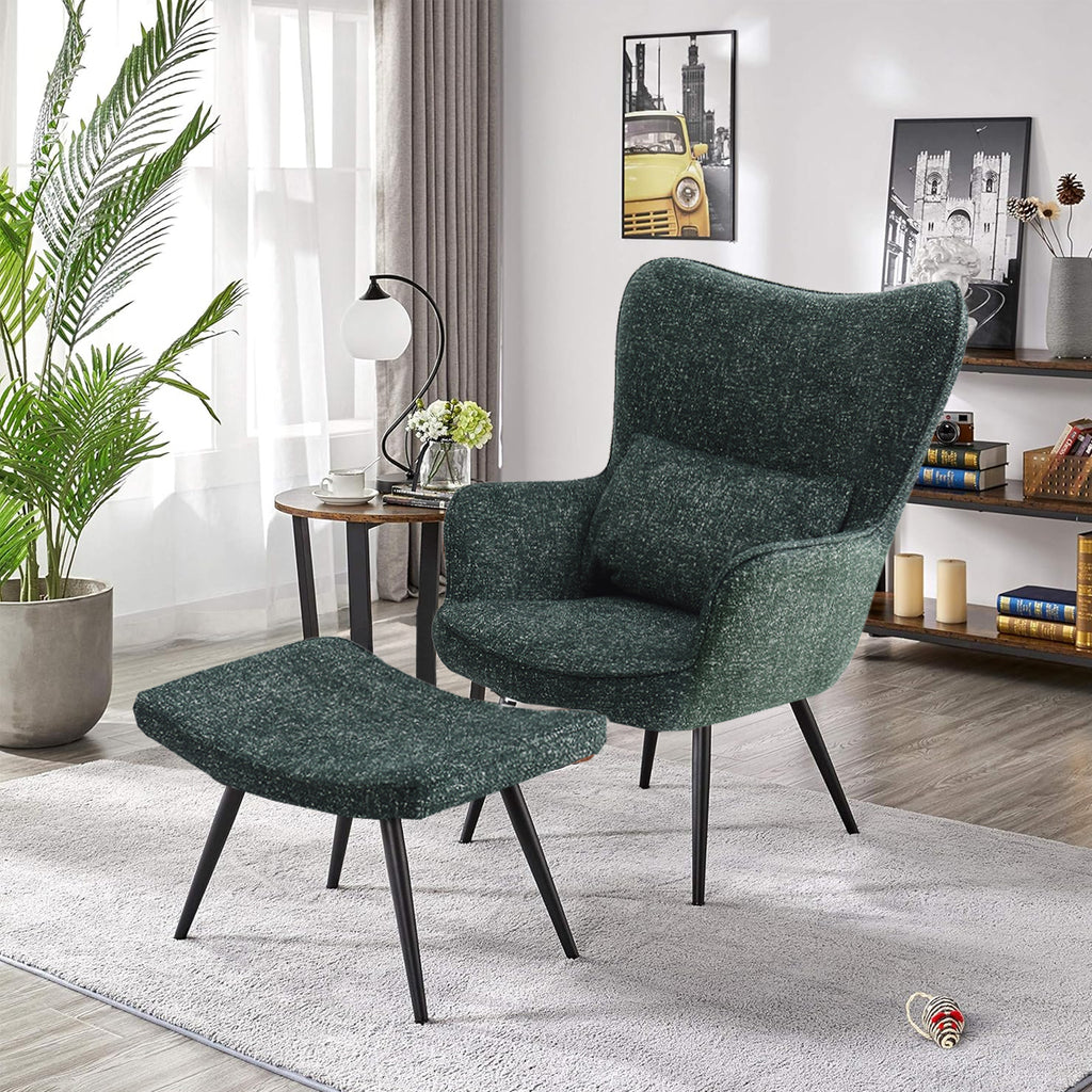 BUTACA ESTACIONARIA EN TELA VERDE Y PATAS NEGRAS – Ilumel Outlet