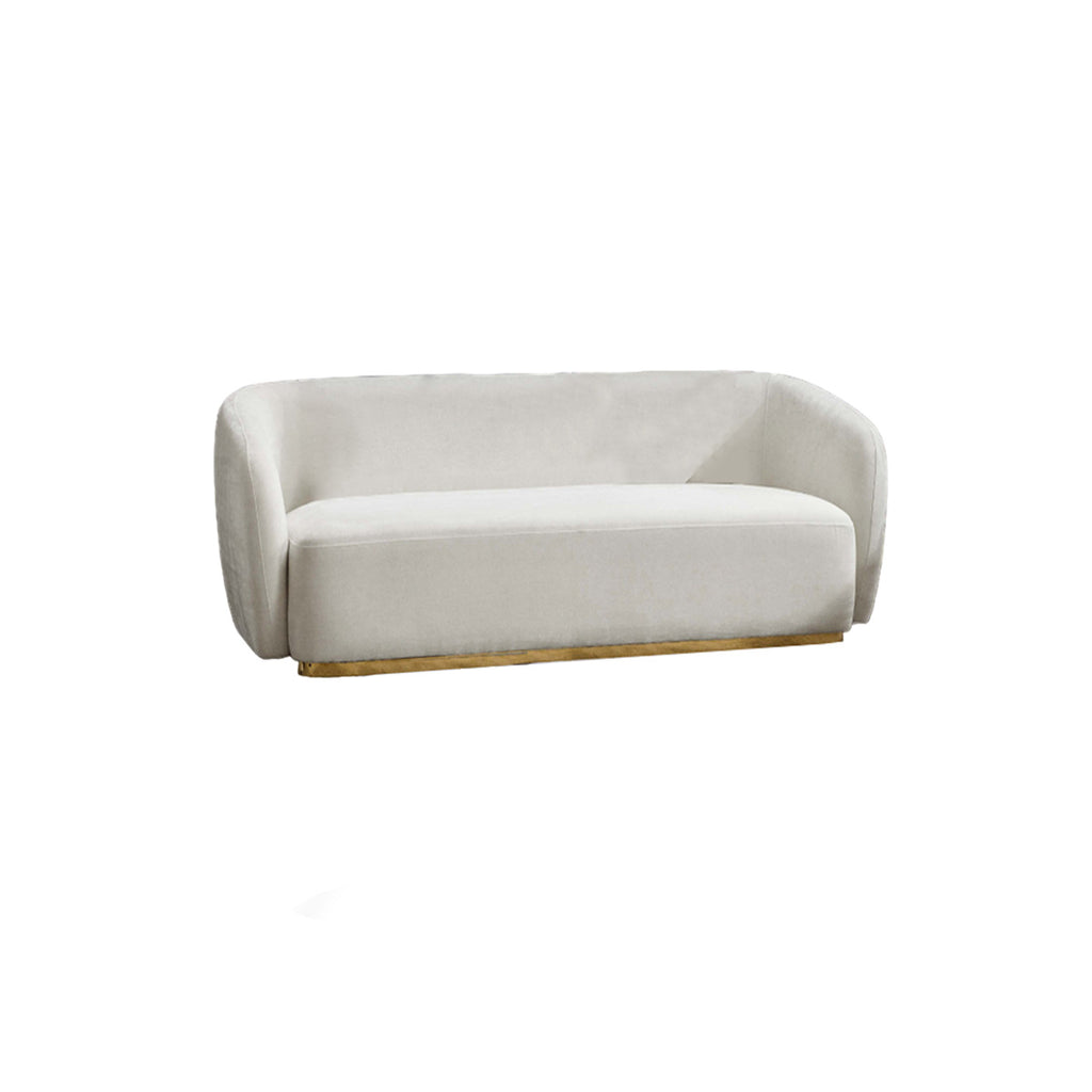 SOFA ESTACIONARIO DE DOS ASIENTOS EN TELA BEIGE – Ilumel Outlet